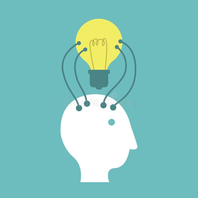Menselijk Hoofd Die Een Nieuw Idee Denken Vector Illustratie ...