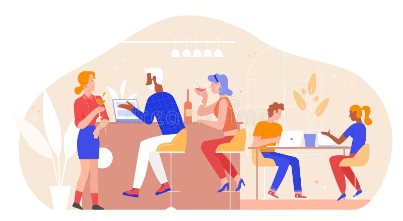 Mensen In De Illustratiescartoon Van De Vectorillustratie Van Een