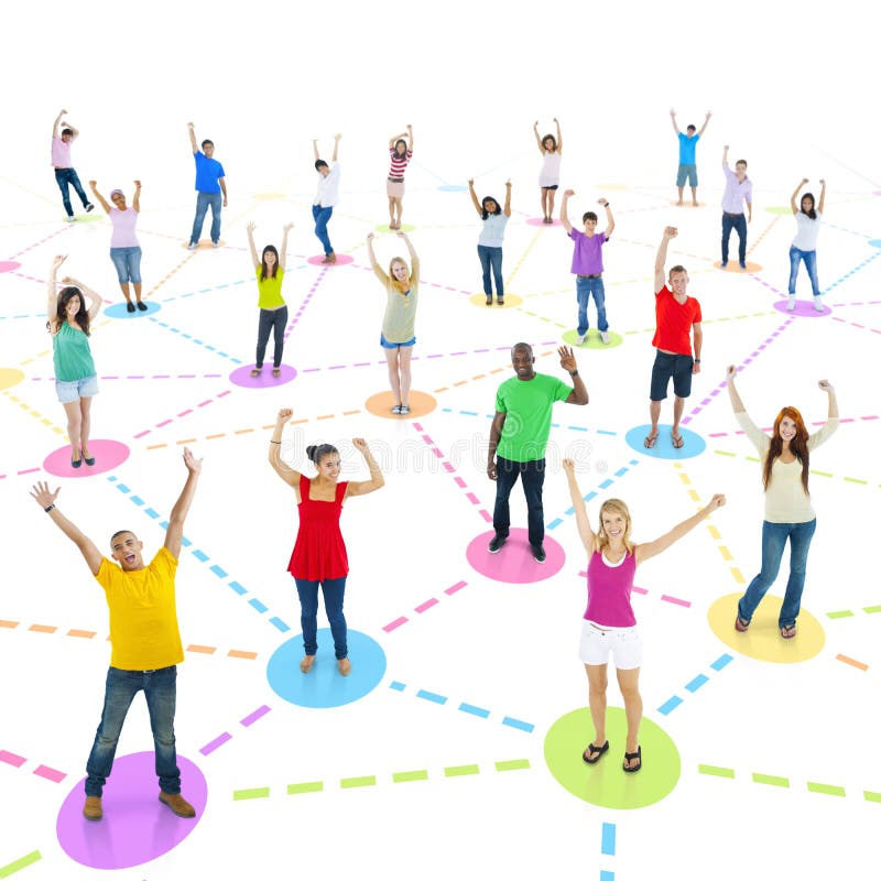 Mensen in De Samen Verbonden Wereld Stock Afbeelding - Image of groep ...