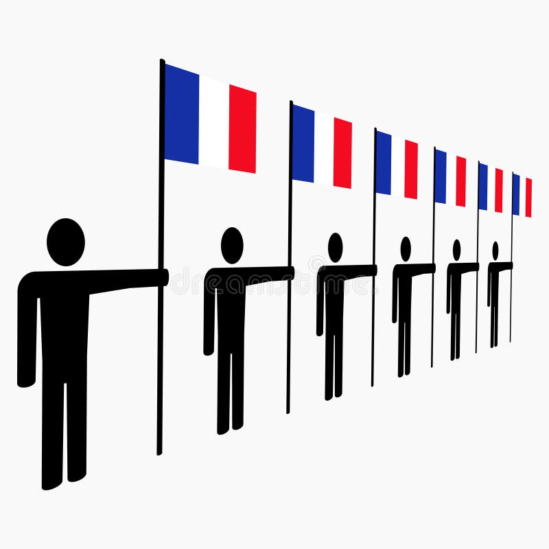 Mensen Die Franse Vlaggen Houden Vector Illustratie - Illustration of ...
