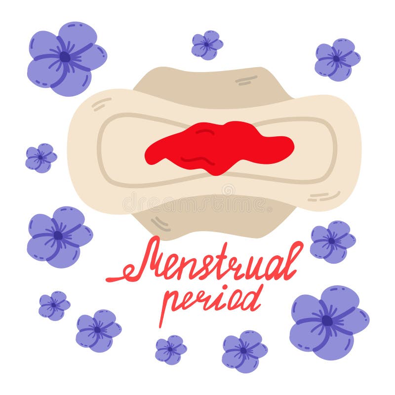 Menstrual Pad with Period Blood. Flat Vector Illustration Isolated on ...