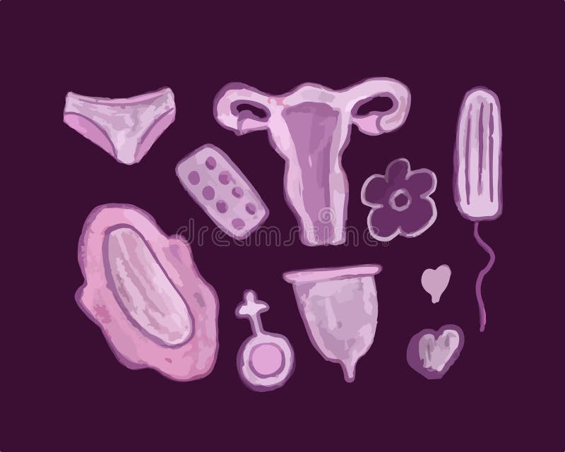 Menstrual Set Vector Isolated Illustration. Stock Vector - Illustration ...
