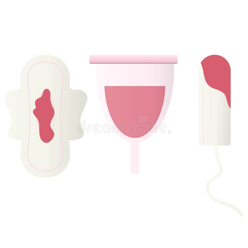 Menstruation Theme Period Various Feminine Hygiene Products Vector
