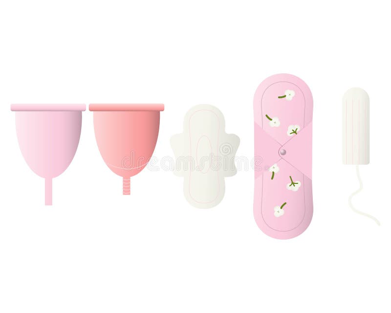 Menstruation Theme Period Various Feminine Hygiene Products Vector