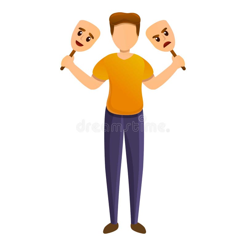 Bipolar Disorder Mask Icon, Cartoon Style Stock Vector - Illustration ...