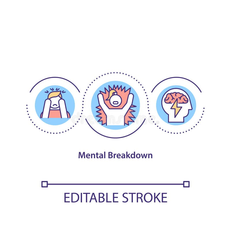 Mental Breakdown Concept Icon Stock Vector - Illustration of mental ...