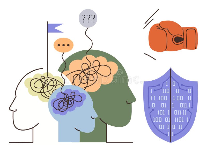 Mental Challenges, Problem Solving, and Emotional Resilience Concept with Protection and ...