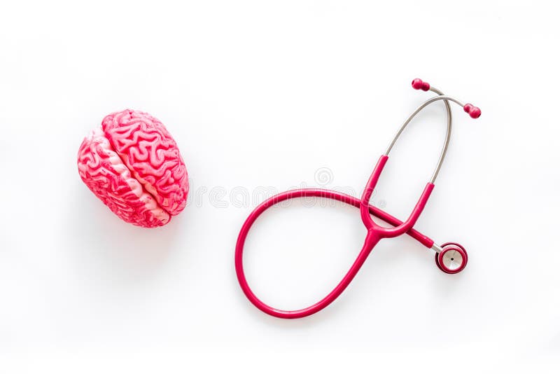 Brain Functions Concept with Brain and Stethoscope on White Background ...