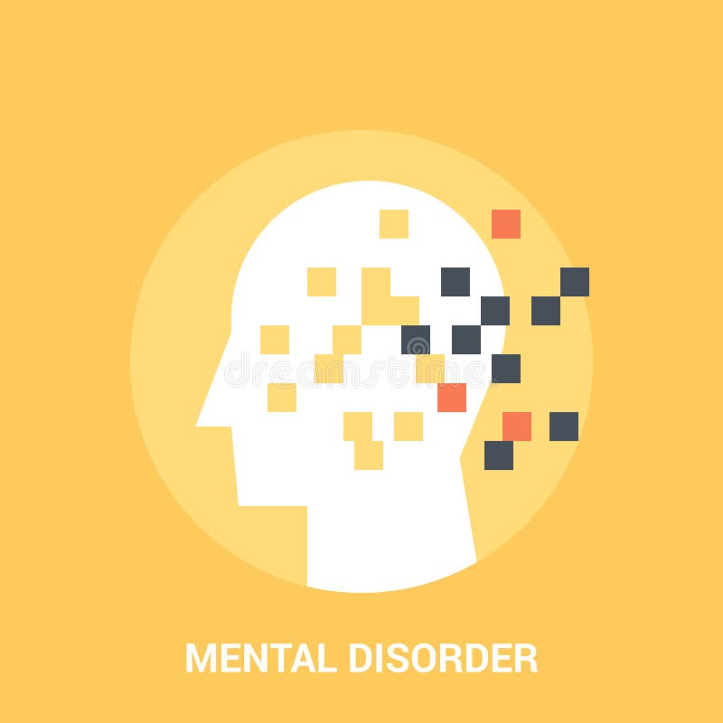 Mental Disorder Flat Icon Design Concept Stock Vector - Illustration of ...