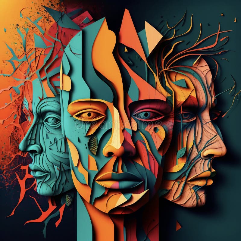 Mental disorder in humans stock illustration. Illustration of cojoined ...