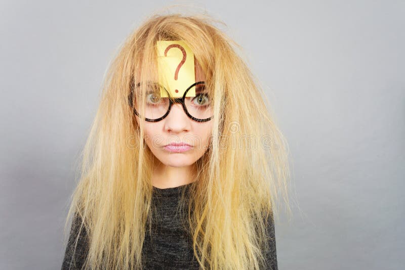 Tired Crazy Woman after Intensive Thinking Stock Image - Image of ...