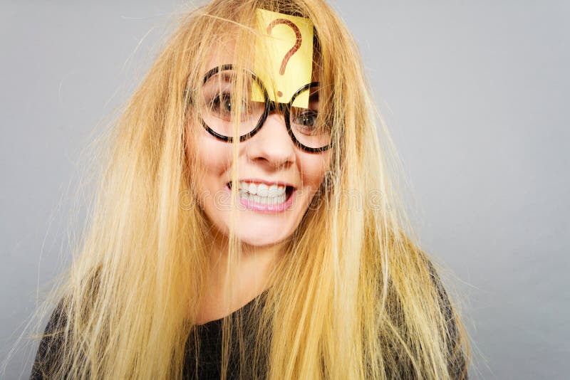 Tired Crazy Woman after Intensive Thinking Stock Image - Image of ...