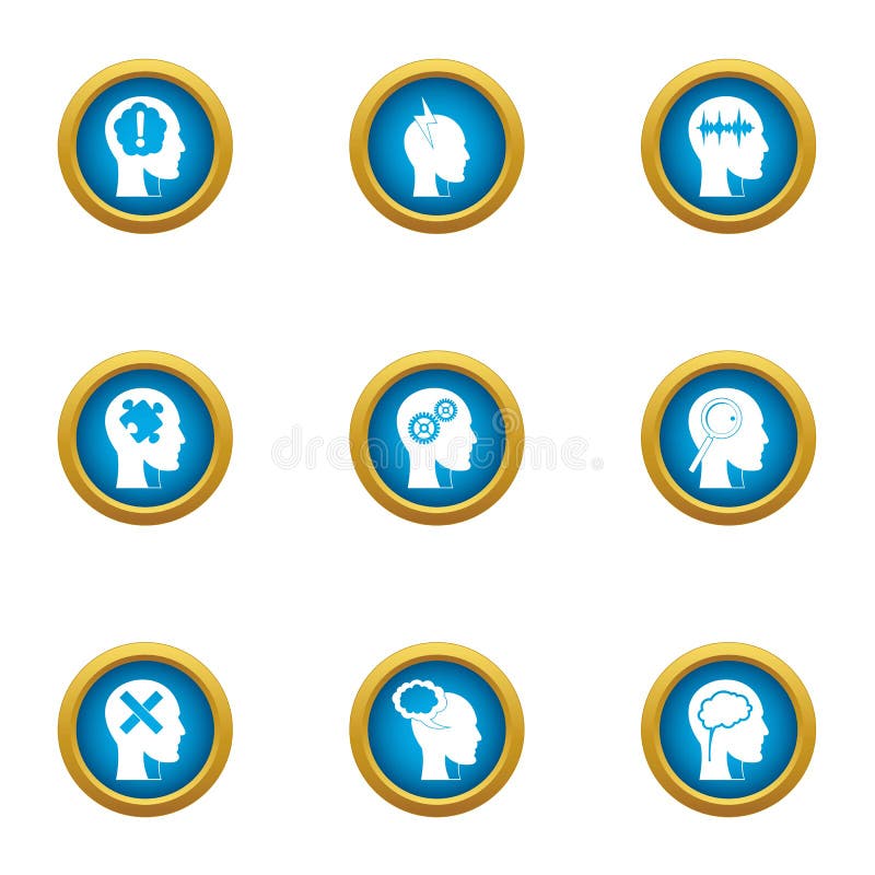Mental Freedom Icons Set, Flat Style Stock Vector - Illustration of ...