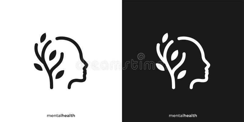 Creative Mental Health Logo. Head Human Mind with Tree Leaf Nature with ...