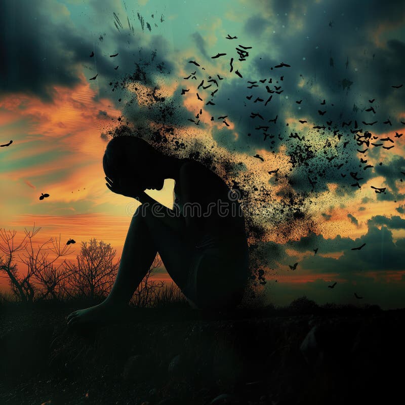 Mental Health - Depression, Loneliness Stock Illustration ...