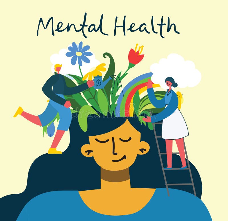 Mental Health Illustration Concept. Psychology Visual Interpretation of ...