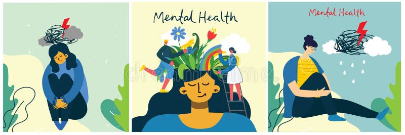 Mental Health Illustration Concept. Psychology Visual Interpretation of ...
