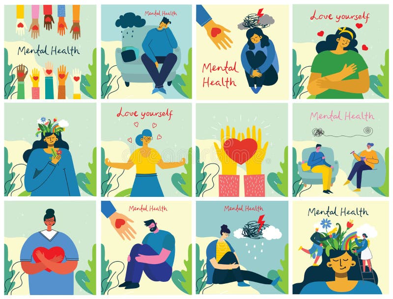 Mental Health Illustration Concept. Psychology Visual Interpretation of ...