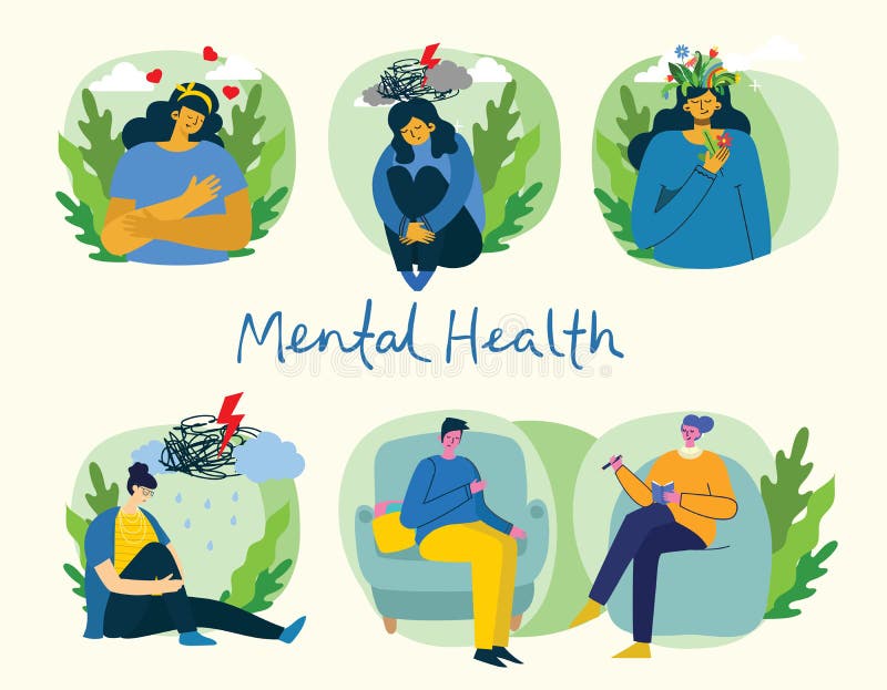Mental Health Illustration Concept. Psychology Visual Interpretation of ...
