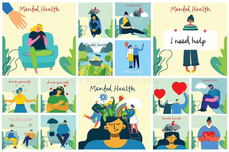 Mental Health Illustration Concept. Psychology Visual Interpretation of ...