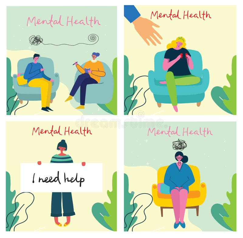 Mental Health Illustration Concept. Psychology Visual Interpretation of ...