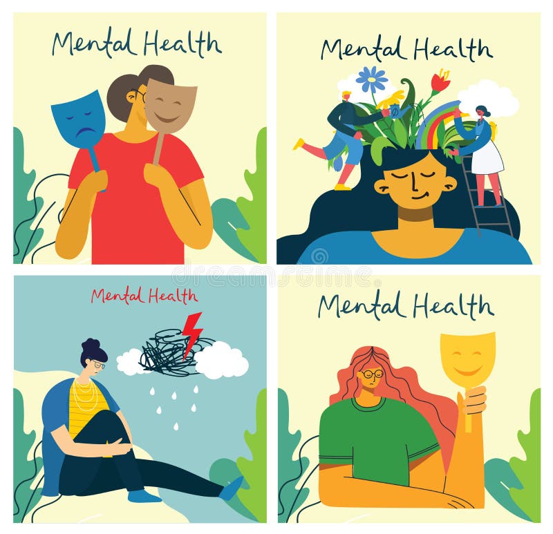 Mental Health Illustration Concept. Psychology Visual Interpretation of ...