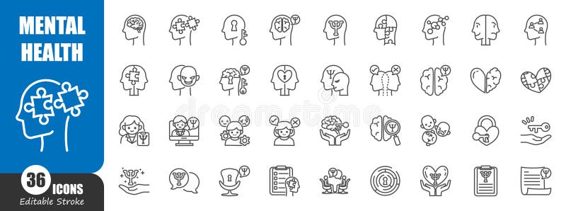 Mental Health . Medical Outline Icon . Editable Stroke Stock Vector ...