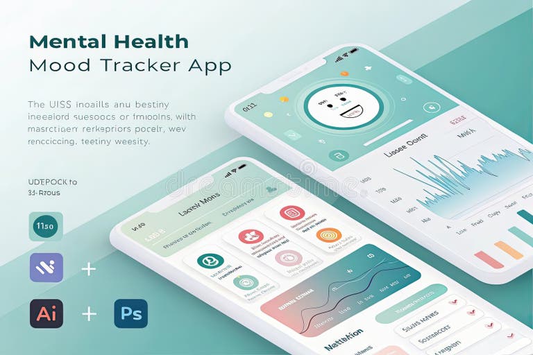Mental Health Mobile App Design for Mood Tracking and Analysis Stock ...