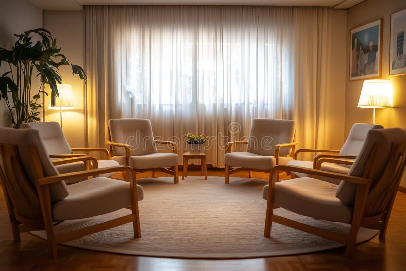 Mental Health Support Group Room Featuring Comfortable Seating and ...