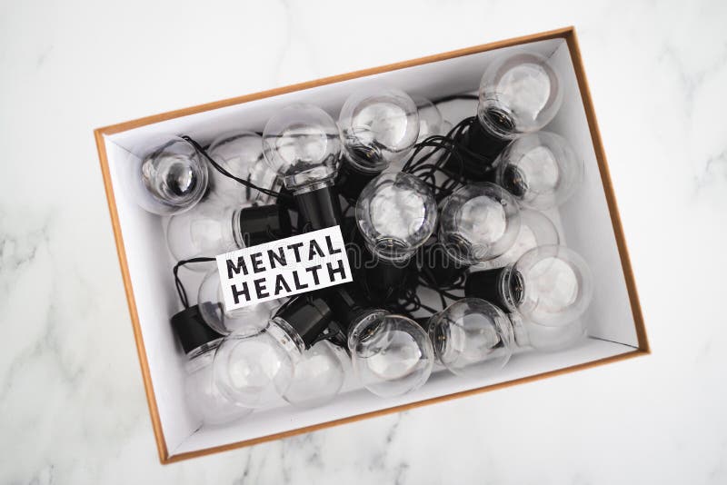 Mental Health Text in Box Over Group of Light Bulbs Stock Photo - Image ...
