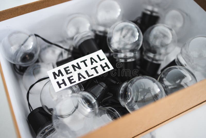 Mental Health Text in Box Over Group of Light Bulbs Stock Photo - Image ...