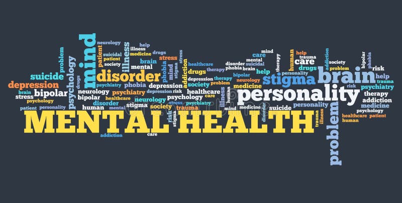 Mental health words stock illustration. Illustration of tags - 223597545