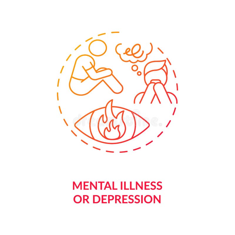 Mental Illness or Depression Red Gradient Concept Icon Stock Vector ...