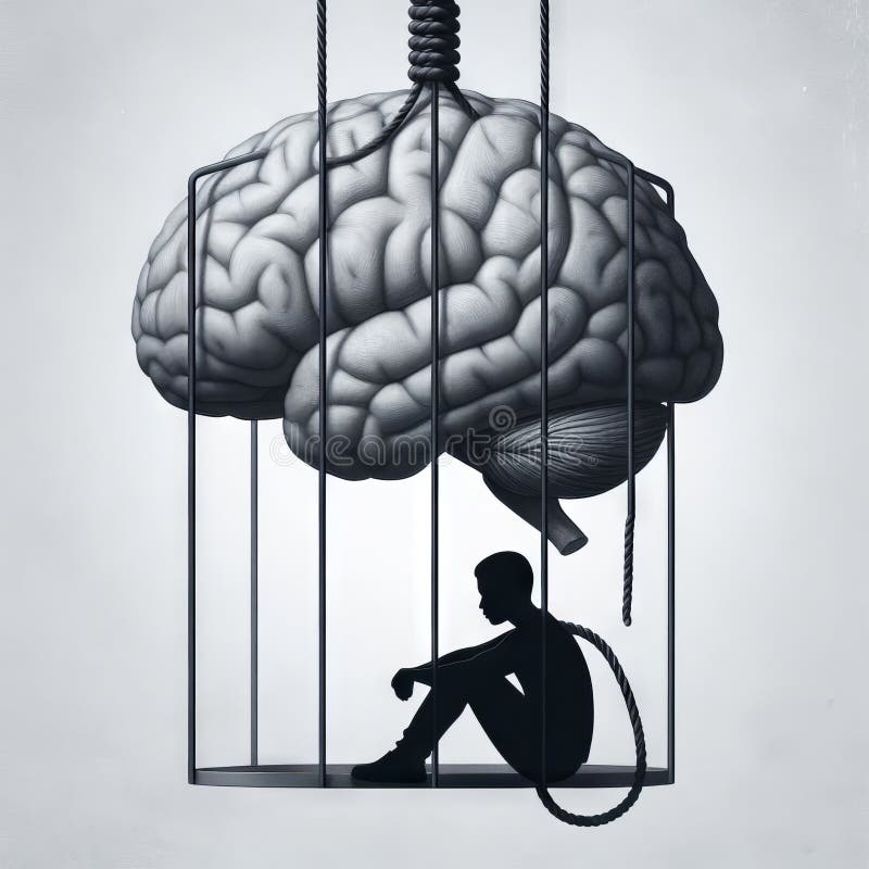 Mental Imprisonment: Brain and Shadow Concept Stock Photo - Image of ...