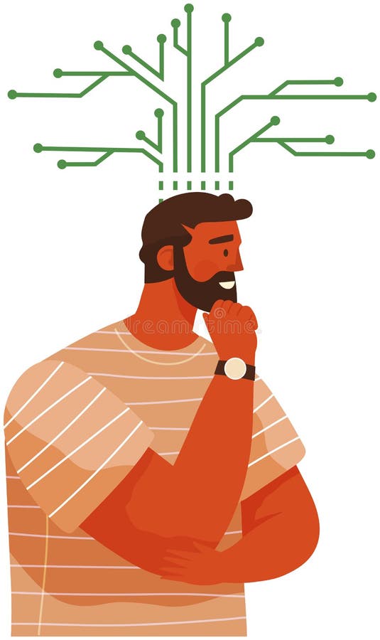 Mental Midset and Man with Technical Thinking. Logic, Strategy Planning ...