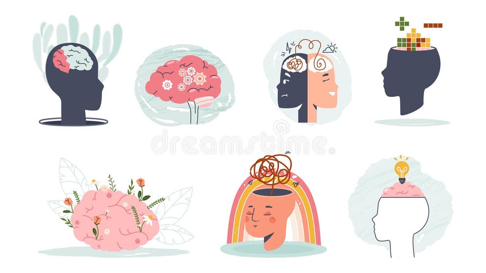 Brain Thinking Positive Negative Stock Illustrations – 506 Brain ...