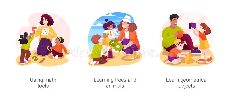 Mental Skills Development Isolated Cartoon Vector Illustration Set ...