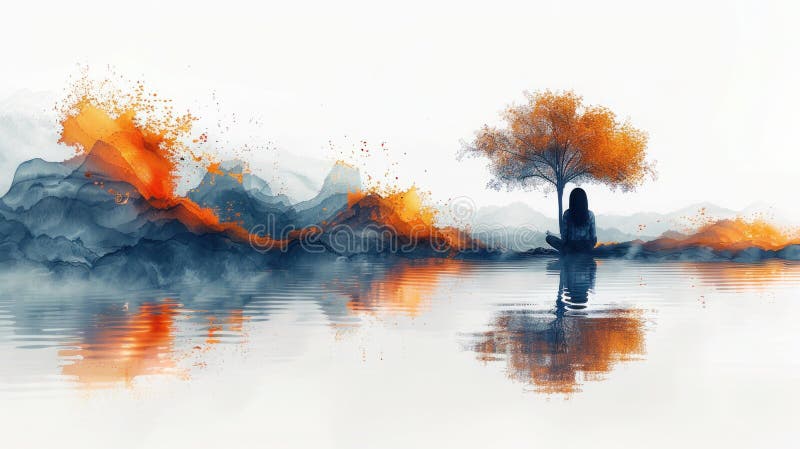 Mental Wellness through Mindfulness: a Meditating Person with an ...