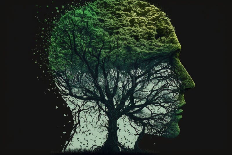 Mental Wellness Positivity and Creativity Concept with Head in a Shape ...