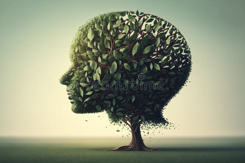 Mental Wellness Positivity and Creativity Concept with Head in a Shape ...