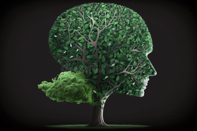 Mental Wellness Positivity and Creativity Concept with Head in a Shape ...