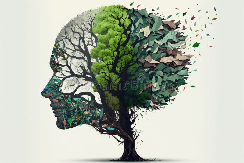 Mental Wellness Positivity and Creativity Concept with Head in a Shape ...