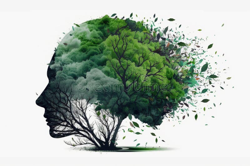 Mental Wellness Positivity and Creativity Concept with Head in a Shape ...