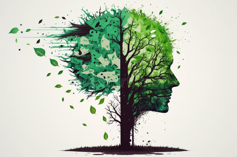 Mental Wellness Positivity and Creativity Concept with Head in a Shape ...