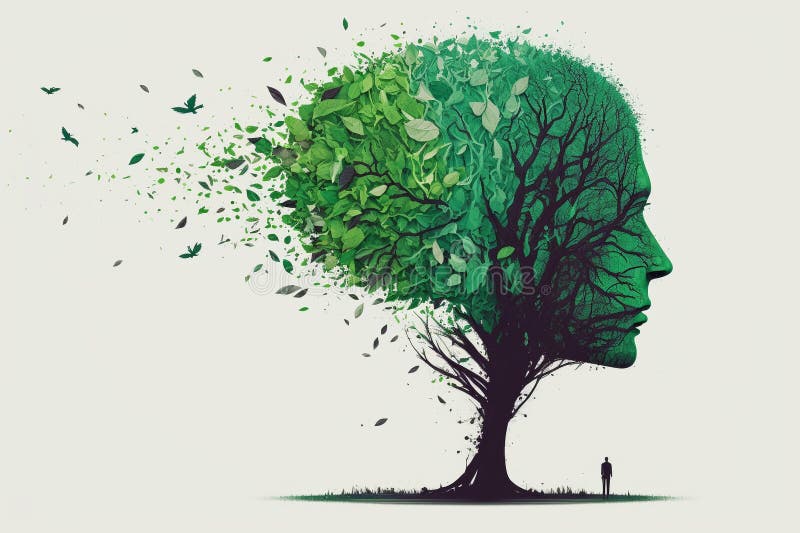 Mental Wellness Positivity and Creativity Concept with Head in a Shape ...