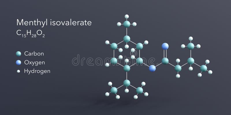 Menthyl Isovalerate Molecule 3d Rendering, Flat Molecular Structure ...