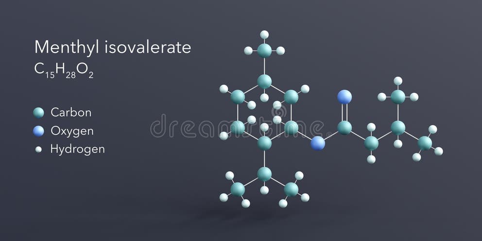 Menthyl Isovalerate Molecule 3d Rendering, Flat Molecular Structure ...
