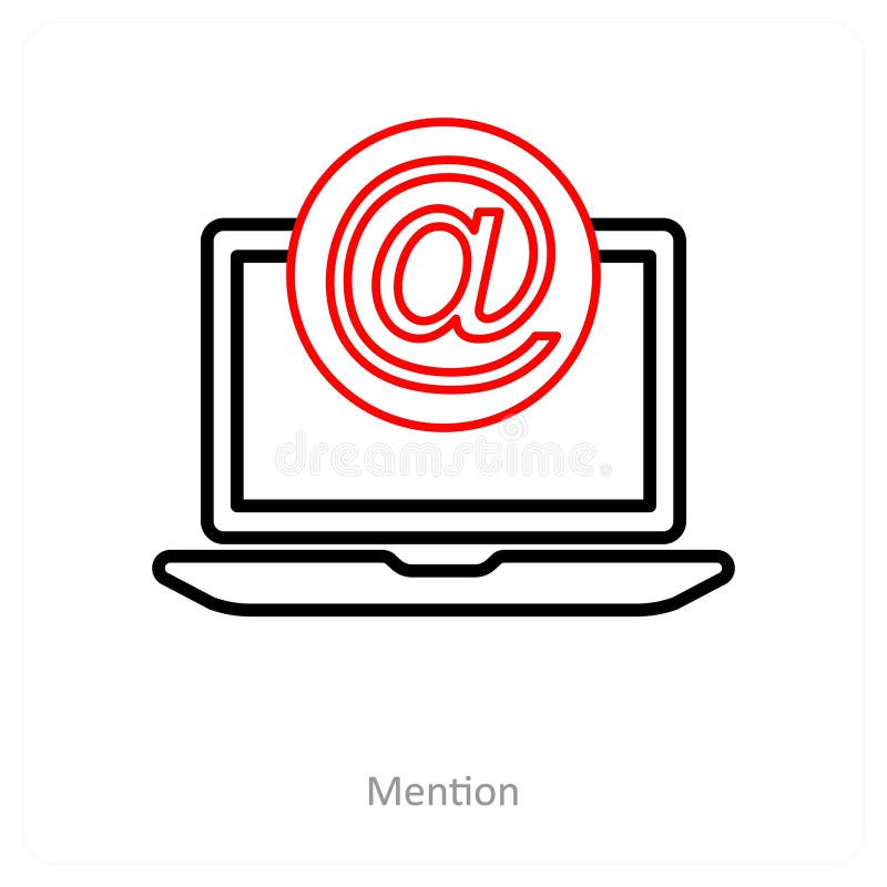 Mention and Email Icon Concept Stock Illustration - Illustration of ...
