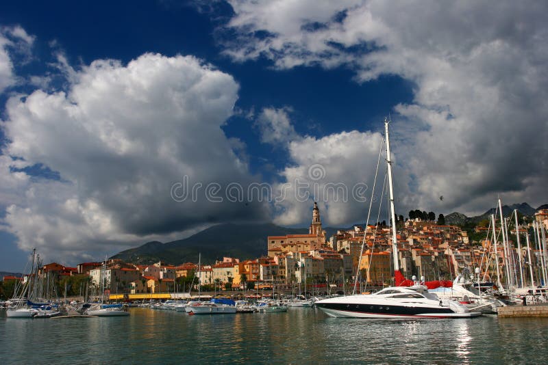 Menton Harbor stock photo. Image of harbor, mediterranean - 3803322