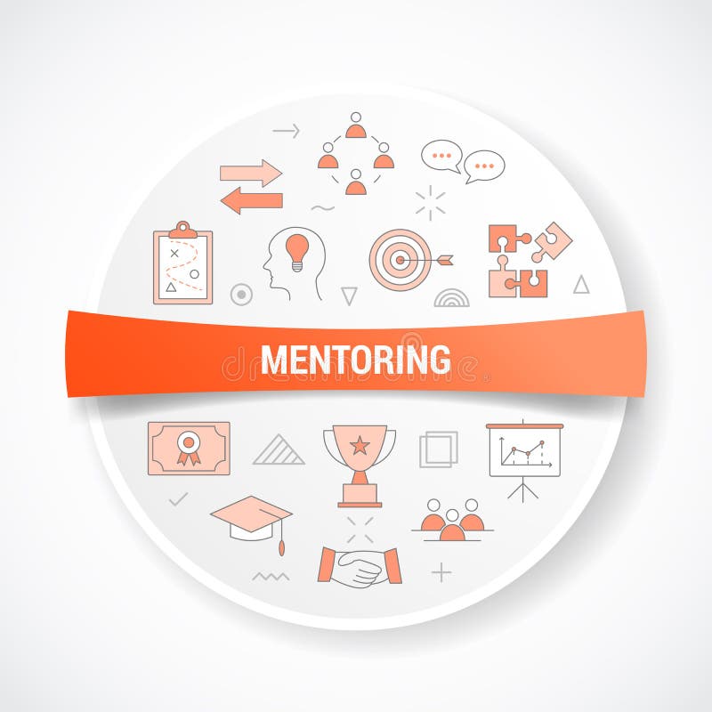 Mentoring Concept with Icon Set Template Banner with Modern Orange ...